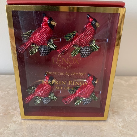 Lenox | Dining | Lenox Christmas Cardinal Napkin Rings Set Of 4 | Poshmark